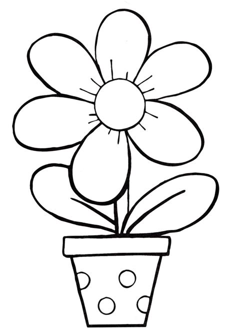 Цветы в горшке для раскрашивания in 2024 | Free kids coloring pages ...