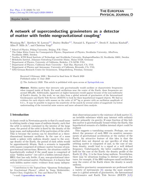Pdf A Network Of Superconducting Gravimeters As A Detector Of Matter With Feeble