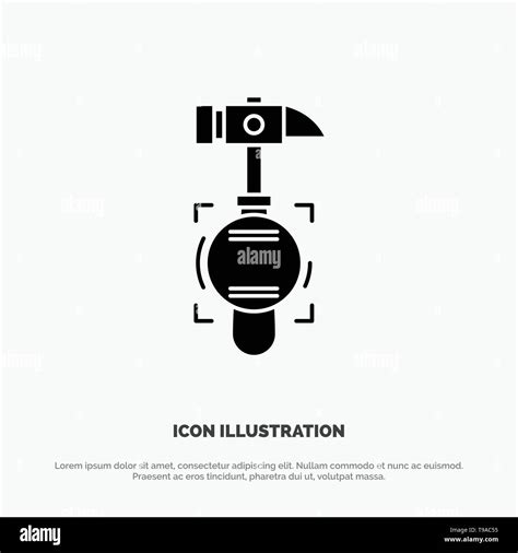 Hammer Crash Break Tool Solid Glyph Icon Vector Stock Vector Image