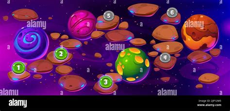 Space Game Background Cartoon Ui Design Vector Illustration Of