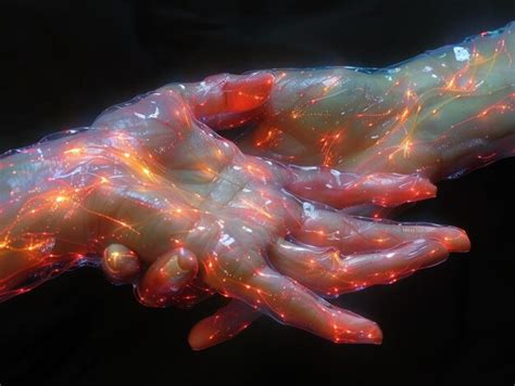 Glowing Hands Intertwined Premium Ai Generated Image