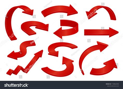 Red D Arrows Realistic Style Set Stock Vector Royalty Free Shutterstock