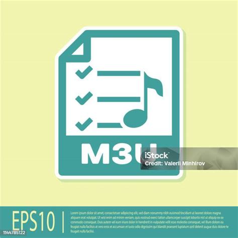 녹색 M3u 파일 문서 아이콘입니다 다운로드 M3u 버튼 아이콘 노란색 배경에 고립 M3u 파일 기호입니다 벡터 일러스트 0명에