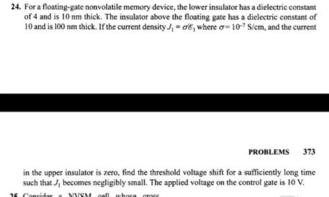 Solved 24 For A Floating Gate Nonvolatile Memory Device