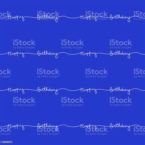 한 줄 손으로 쓴 텍스트와 원활한 패턴 생일 파란색 배경에서 격리된 흰색 선 벡터 도면입니다 인사말 카드 초대장 직물 선물 용지에 대한 간단한 디자인 0명에 대한 스톡 벡터