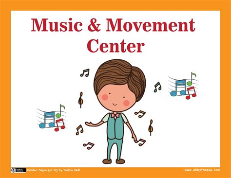 Music And Movement Center Sign Free Printable Papercraft Templates