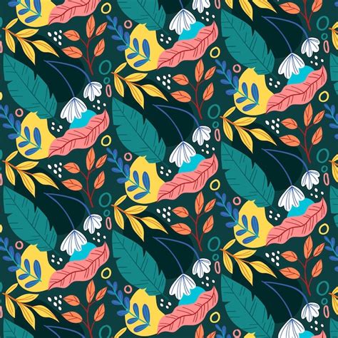 Free Vector Hand Drawn Colorful Abstract Leaves Pattern
