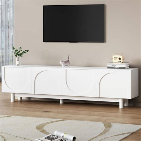 Harper And Bright Designs White Modern Tv Stand Fits Tvs Up To 78 In