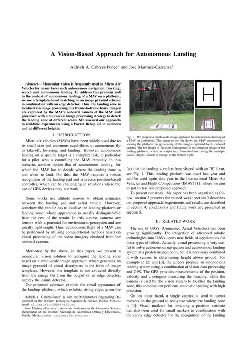 Pdf A Vision Based Approach For Autonomous Landing