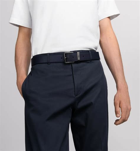 벨트 네이비 블루 그레인 송아지 가죽 벨트 35mm Dior