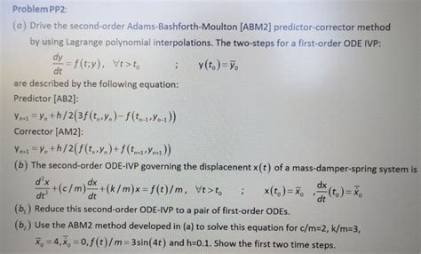 Problem Pp2 A Drive The Second Order