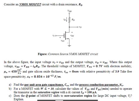 Solved Consider An Nmos Mosfet Circuit With A Drain