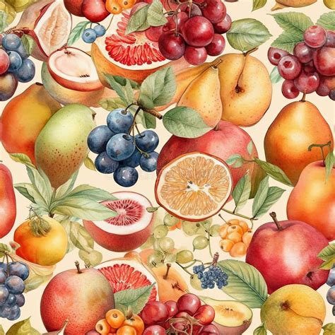 Seamless Pattern Of Summer Colorful Fruits Generative Ai Stock