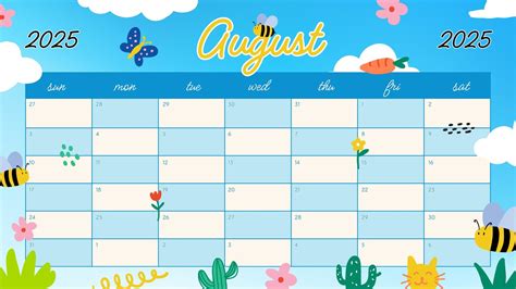 Cute August Printable Calendar 2025 Printable Calendar