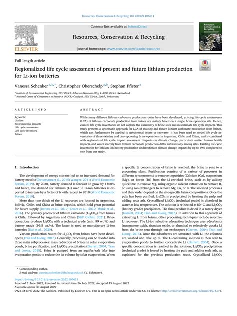 Pdf Regionalized Life Cycle Assessment Of Present And Future Lithium