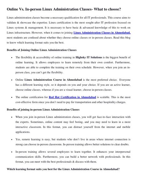 Ppt Online Vs In Person Linux Administration Classes What To Choose