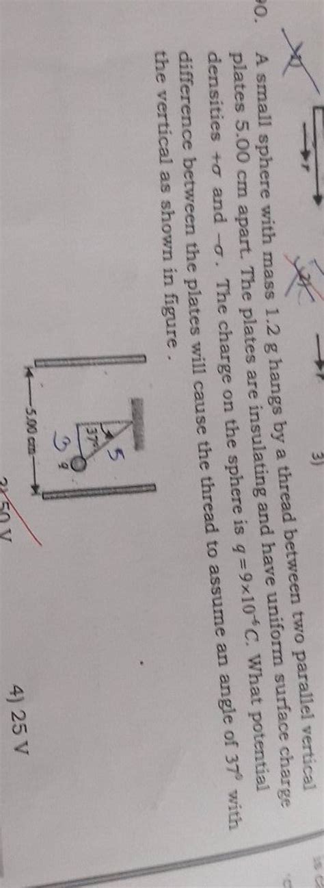 a small sphere with mass 1 2 g hangs by a thread between two parallel ver