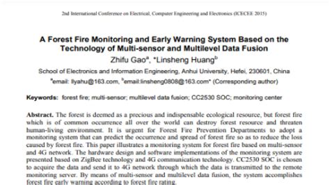 A Forest Fire Monitoring And Early Warning System Based On The