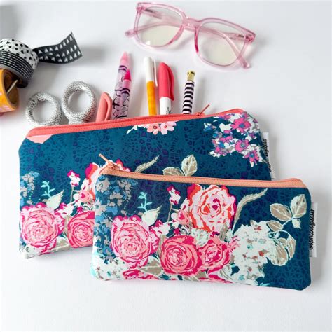 Choose Your Size Pencil Pouch Midnight Flora Etsy