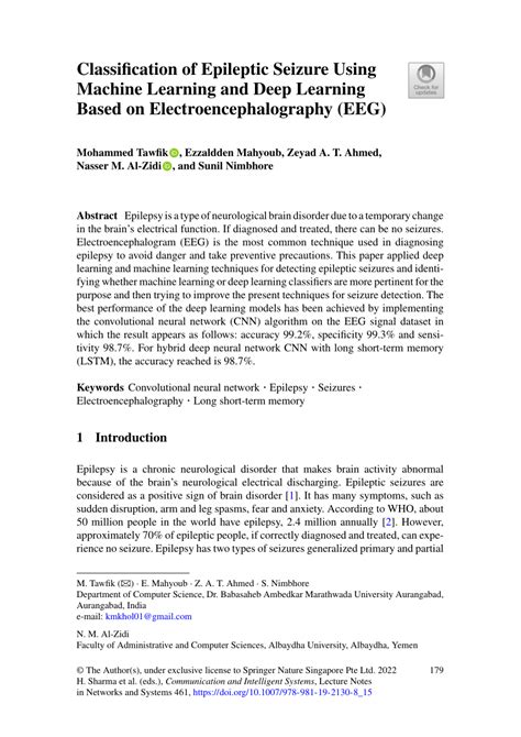 PDF Classification Of Epileptic Seizure Using Machine Learning And Deep Learning Based On
