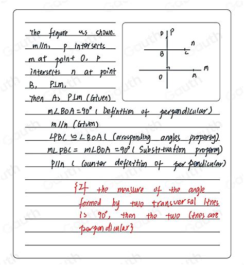 Solved Given That M And N Are Parallel And P Is A Transversal That Is Perpendicular To M Give