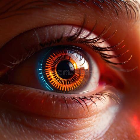 Closeup Of Eye With Retinal Scan For Optical Cybersecurity Login Technology Stock Illustration