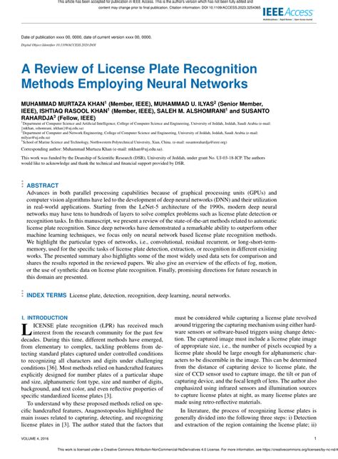 Pdf A Review Of License Plate Recognition Methods Employing Neural Networks