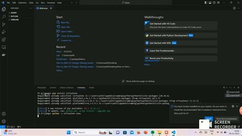Creating Virtual Environment And Installing Django Framework In Visual