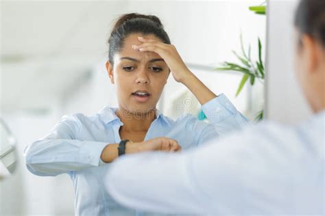 stressed woman late for work stock image image of depression anxious