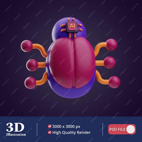 Premium Psd Artificial Intelligence Bug Illustration 3d