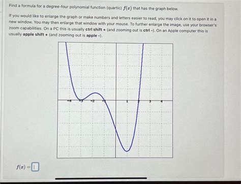 solved find a formula for a degree four polynomial function