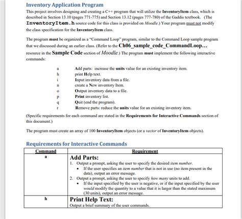 Solved Inventory Application Program This Project Involves Chegg