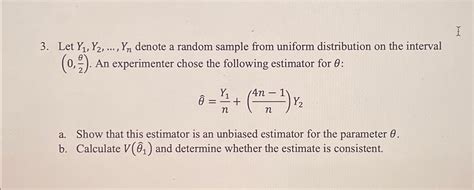 solved let y1 y2 dots yn ﻿denote a random sample from