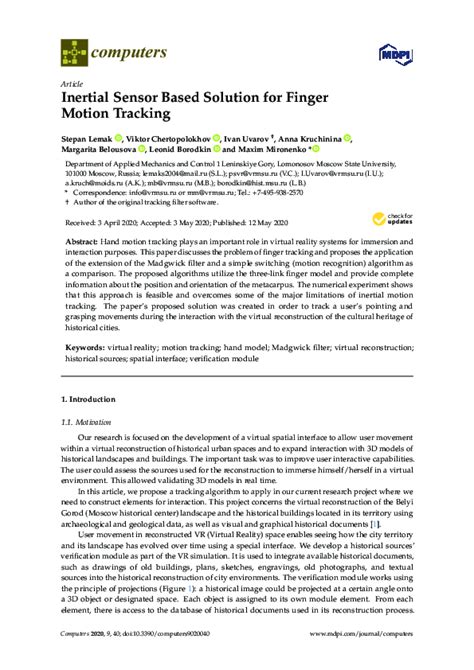 Pdf Inertial Sensor Based Solution For Finger Motion Tracking