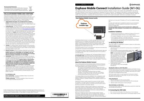 Enphase Cellular Modem Installation Guide And Terms M1 06