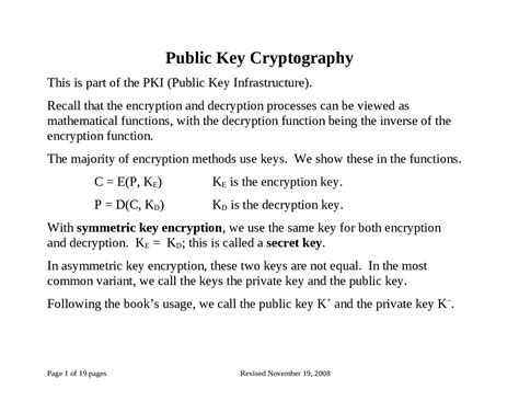 Public Key Cryptography Lecture Notes Cpsc 5157g Docsity