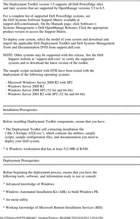 Dell Openmanage Deployment Toolkit Version 3 5 Owners Manual Readme