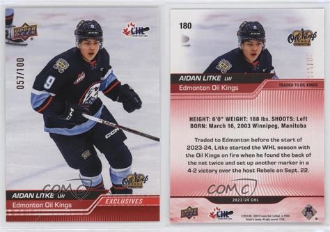 2023 24 Upper Deck Chl Exclusives 57100 Aidan Litke 180 H8y Ebay