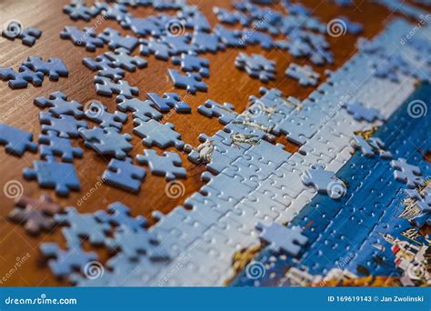 Partially Solved Jigsaw Puzzle Stock Image Image Of Connect