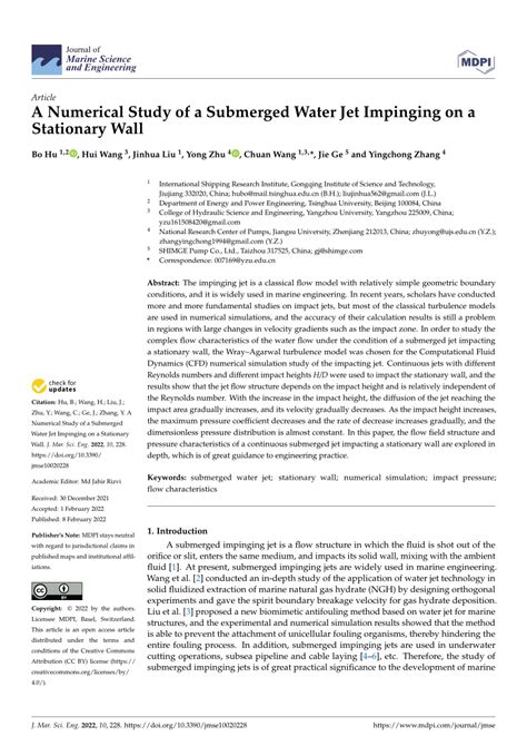 (PDF) A Numerical Study of a Submerged Water Jet Impinging on a ...