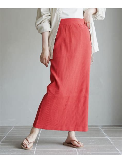 【楽天市場】【sale／50off】リブナロースカート Coen コーエン スカート ロング・マキシスカート グレー ブラック レッド