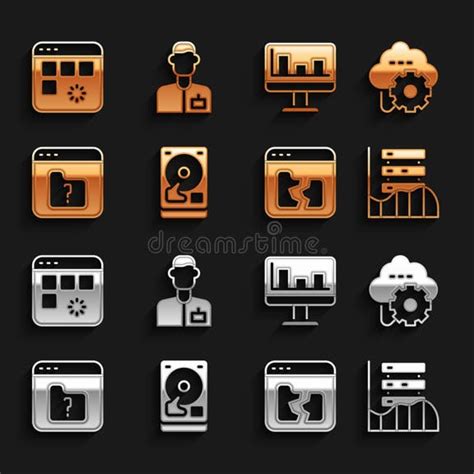 Set Hard Disk Drive Hdd Cloud Technology Data Transfer Server Data