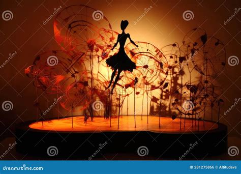 kinetic sculpture with moving lights and shadows stock illustration