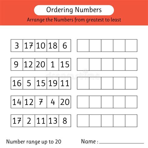 Ordering Numbers Worksheet Arrange The Numbers From Greatest To Least