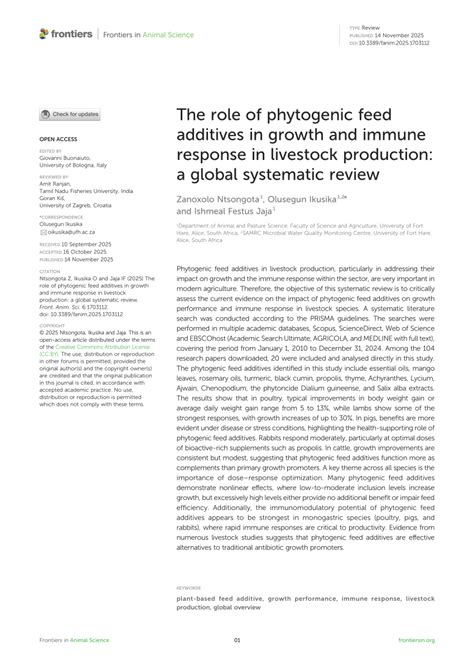 Pdf The Role Of Phytogenic Feed Additives In Growth And Immune