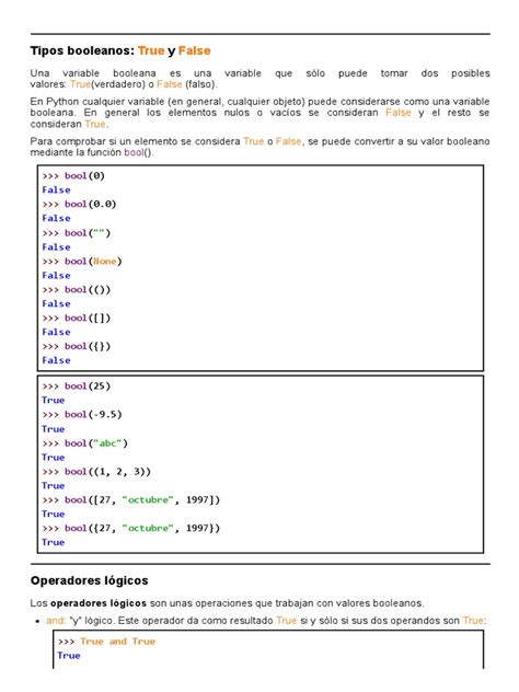 Tipos Booleanos Python Pdf Álgebra De Boole Enseñanza De Matemática