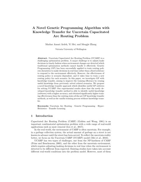 Pdf A Novel Genetic Programming Algorithm With Knowledge Transfer For Uncertain Capacitated