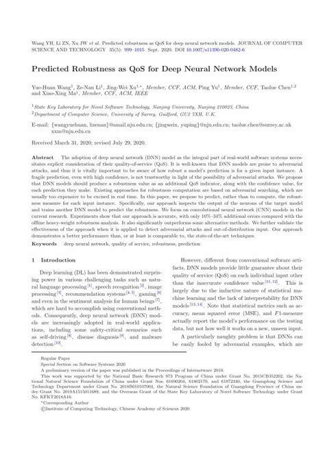 Pdf Predicted Robustness As Qos For Deep Neural Network Models