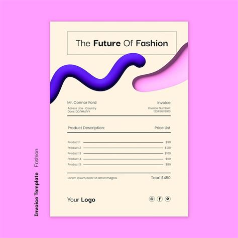 Plantilla De Factura De Tendencias De Moda Archivo Psd Premium