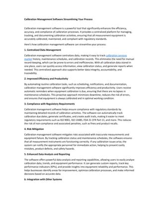 Calibration Management Software Streamlining Your Process Pdf
